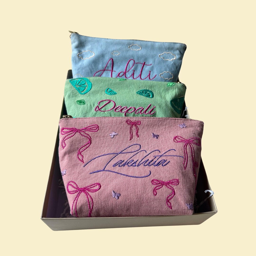 Personalized Canvas Pouches Set | Custom Travel Organizer Bags | Makeup ...