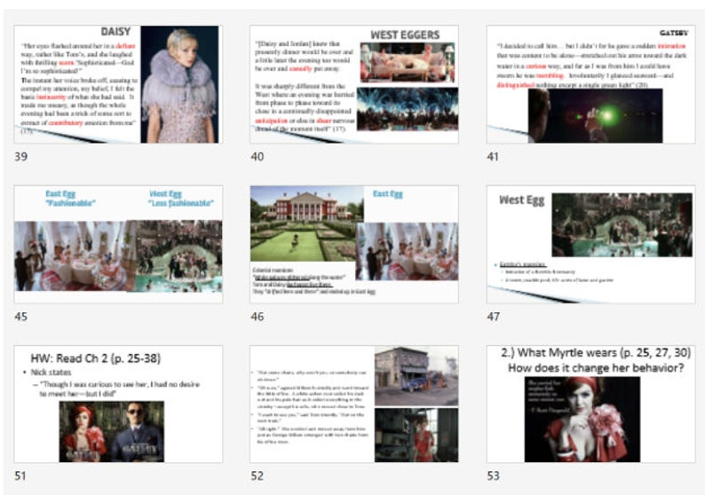 Great Gatsby- 40 Activities, Quizzes, PPT, Lesson Plans - Etsy