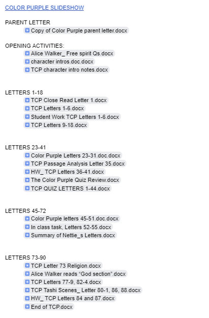 The Color Purple Unit: Lesson Plans, Questions, Quiz, Slideshows ...