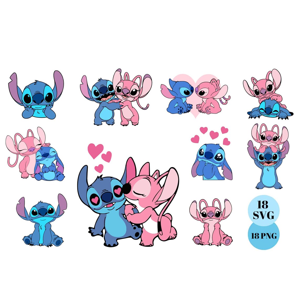 Stitch and Angel SVG Bundle, Stitch Couple Svg, Stitch Love Svg, Angel ...