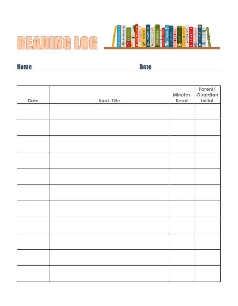 Reading Log - Two Weeks - Etsy