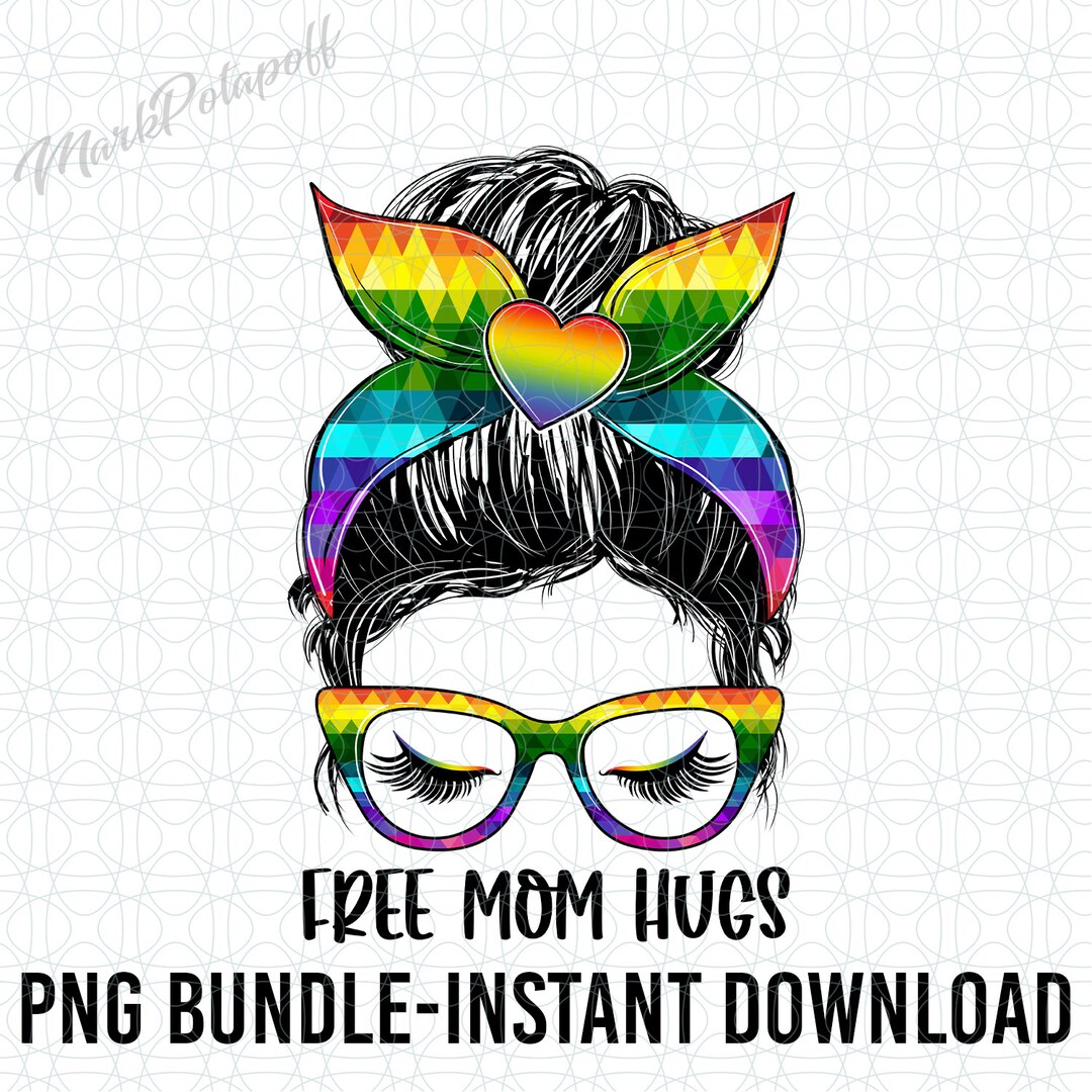 Free Mom Hugs Png, Messy Bun LGBT Mom Png, LGBT Pride Month Png, LGBT ...