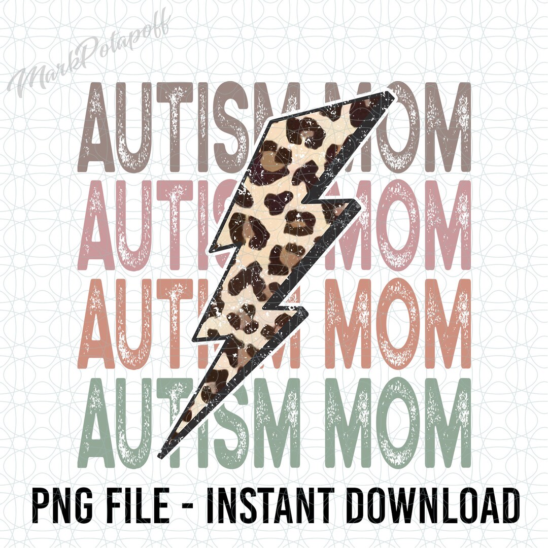 Autism Mom Png, Leopard Lightning Bolt Autism Mom Png, Gifts for Mom ...