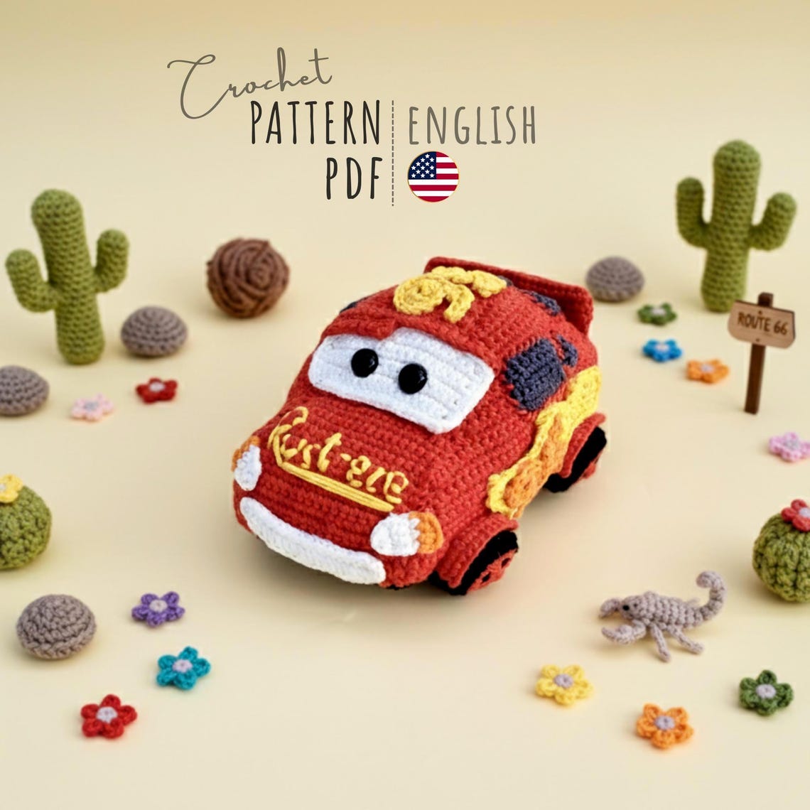 Crochet Pattern Lightning Mcqueen Amigurumi – Car PDF Pattern – Instant ...