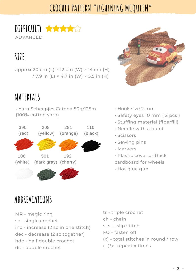 Lightning Mcqueen Crochet Pattern PDF – Amigurumi Car – Instant Download - Etsy