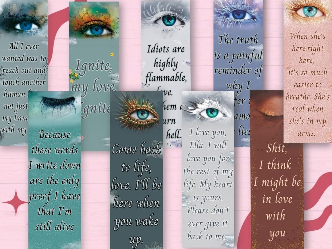 Book Themed Bookmarks pack of 9, Romance Bookmark ,lyhfml, Shatter Me ...