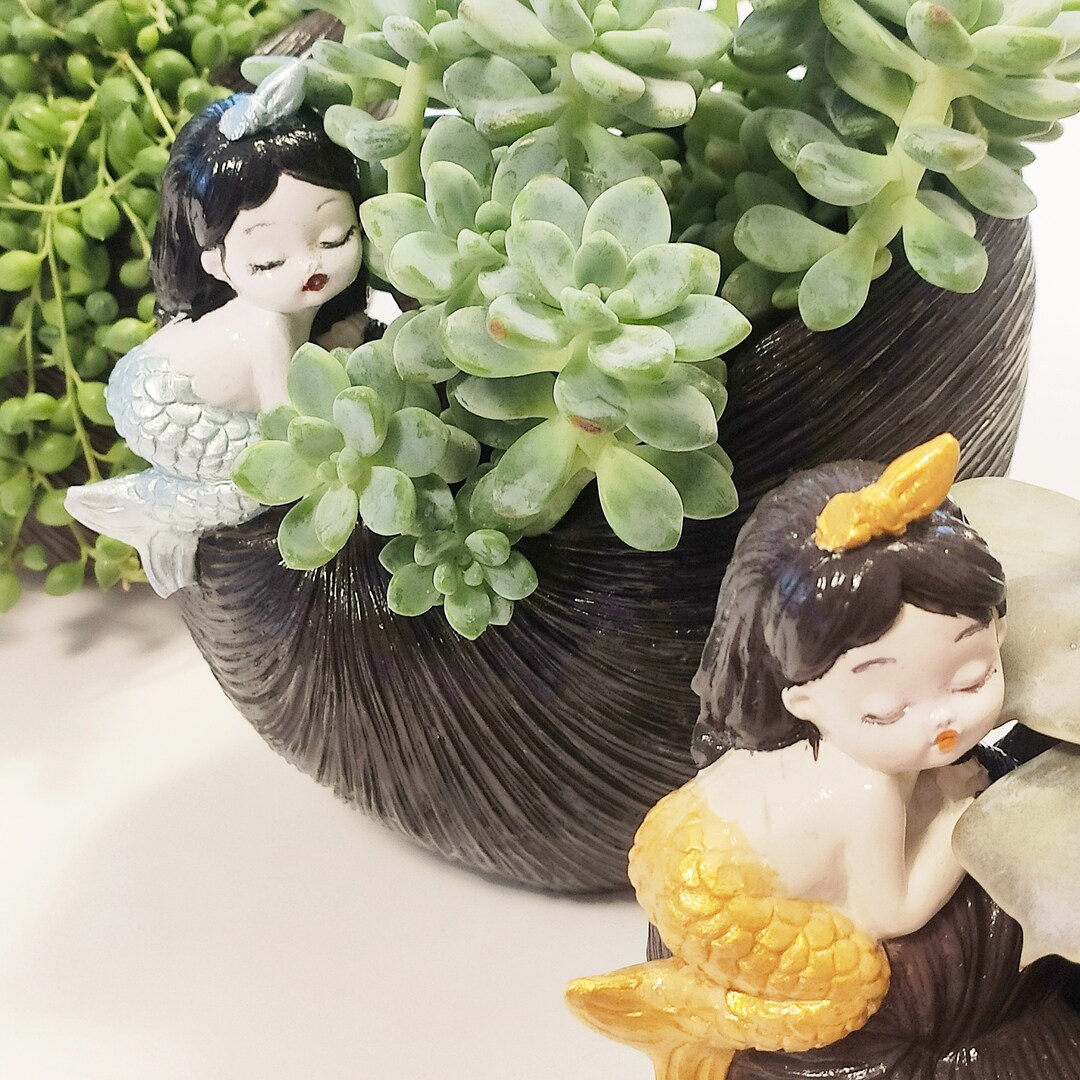 Mermaid Planter Hand Painted Planter Indoor Planter Gift Ideas Flower ...