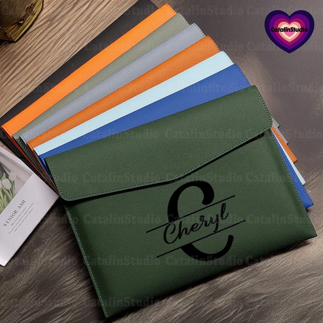 Personalized Leather File Folder, Leather Paper Portfolio, A4 Document ...