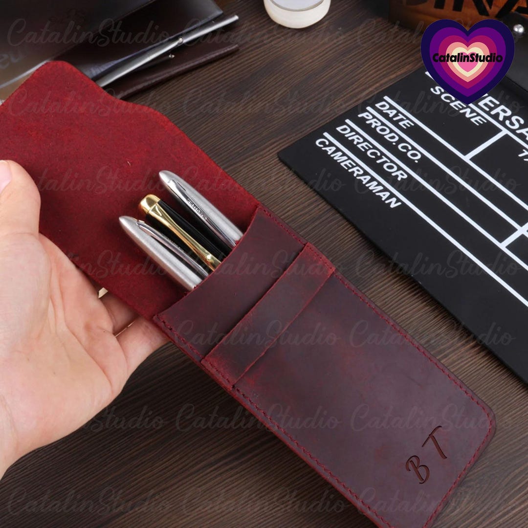 Personalized Handcrafted Top Grain Leather Pen Holder, Pen Pouch ...