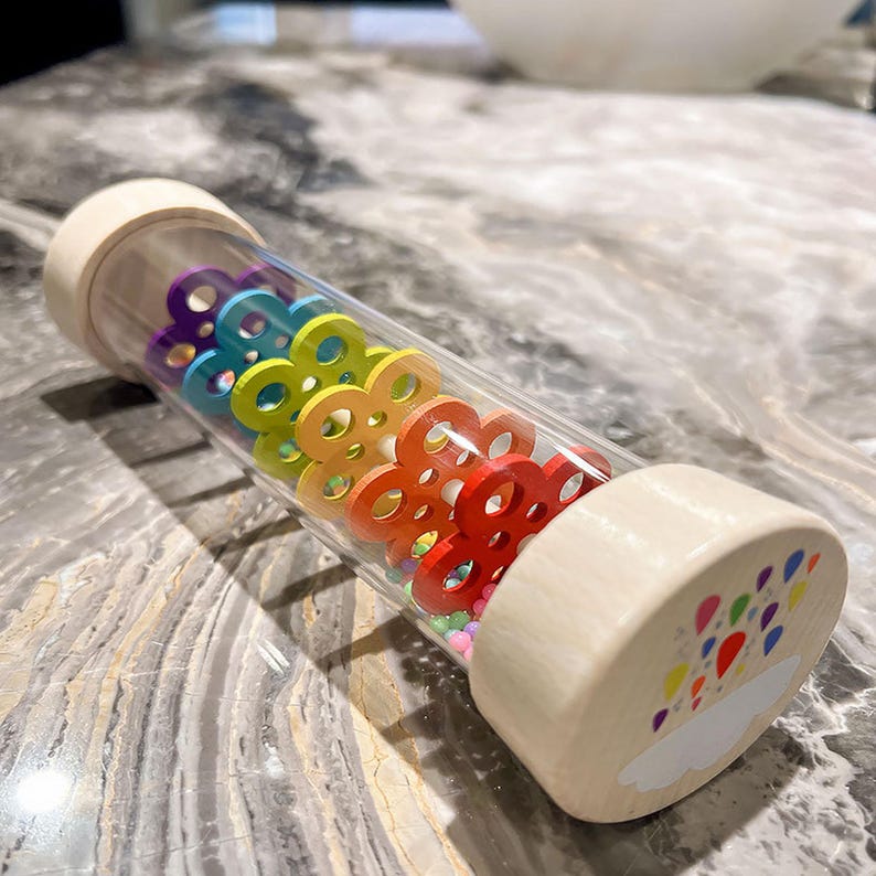 Personalised Rattle Fiddle Acoustic Toy, Custom Wooden Rainbow ...