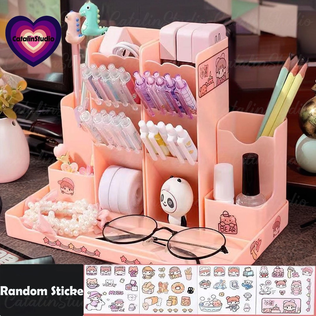 Desktop Storage Box With Multi-compartments Storage, Desktop Office ...