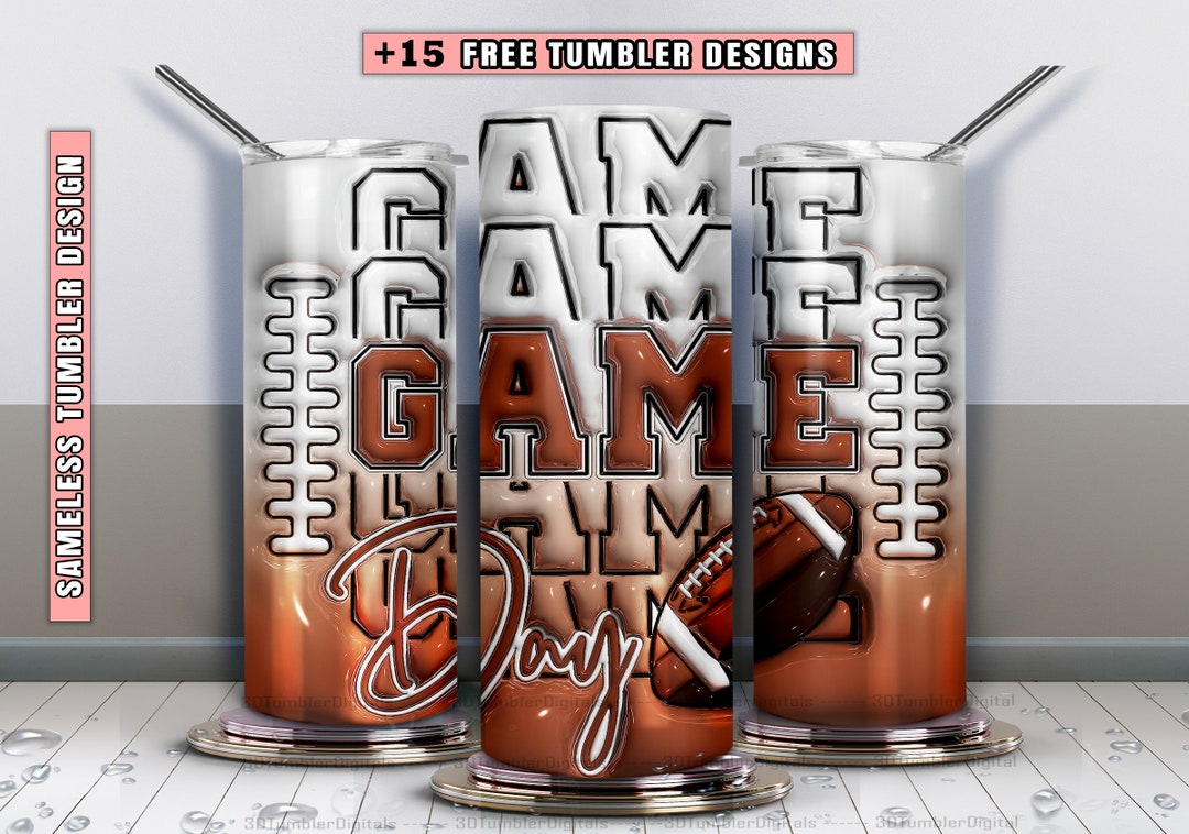 Football Game Day Tumbler Wrap | 3D Inflated Football Tumbler Wrap ...