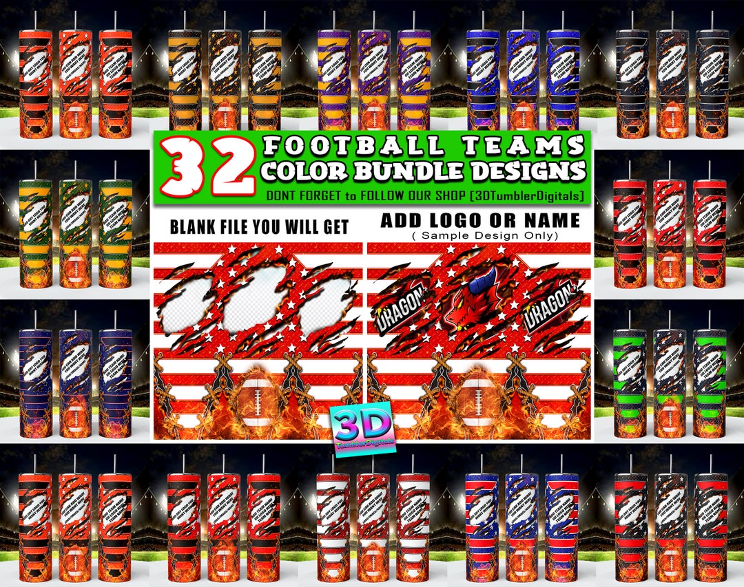 32 Football Color Tumbler Wrap Design, Football Team Tumbler Wrap ...