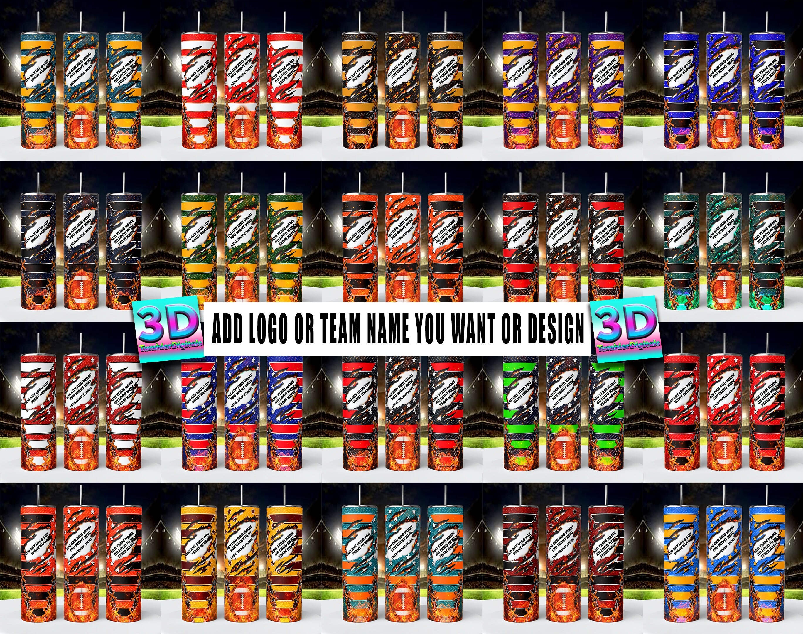32 Football Color Tumbler Wrap Design, Football Team Tumbler Wrap ...