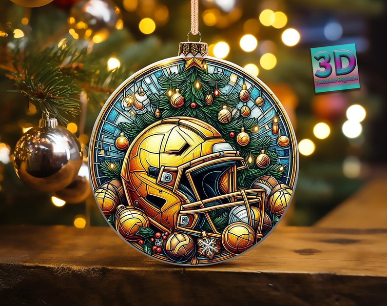 100 - Stained Glass Christmas Ornaments Png, Football Helmet Ornaments ...