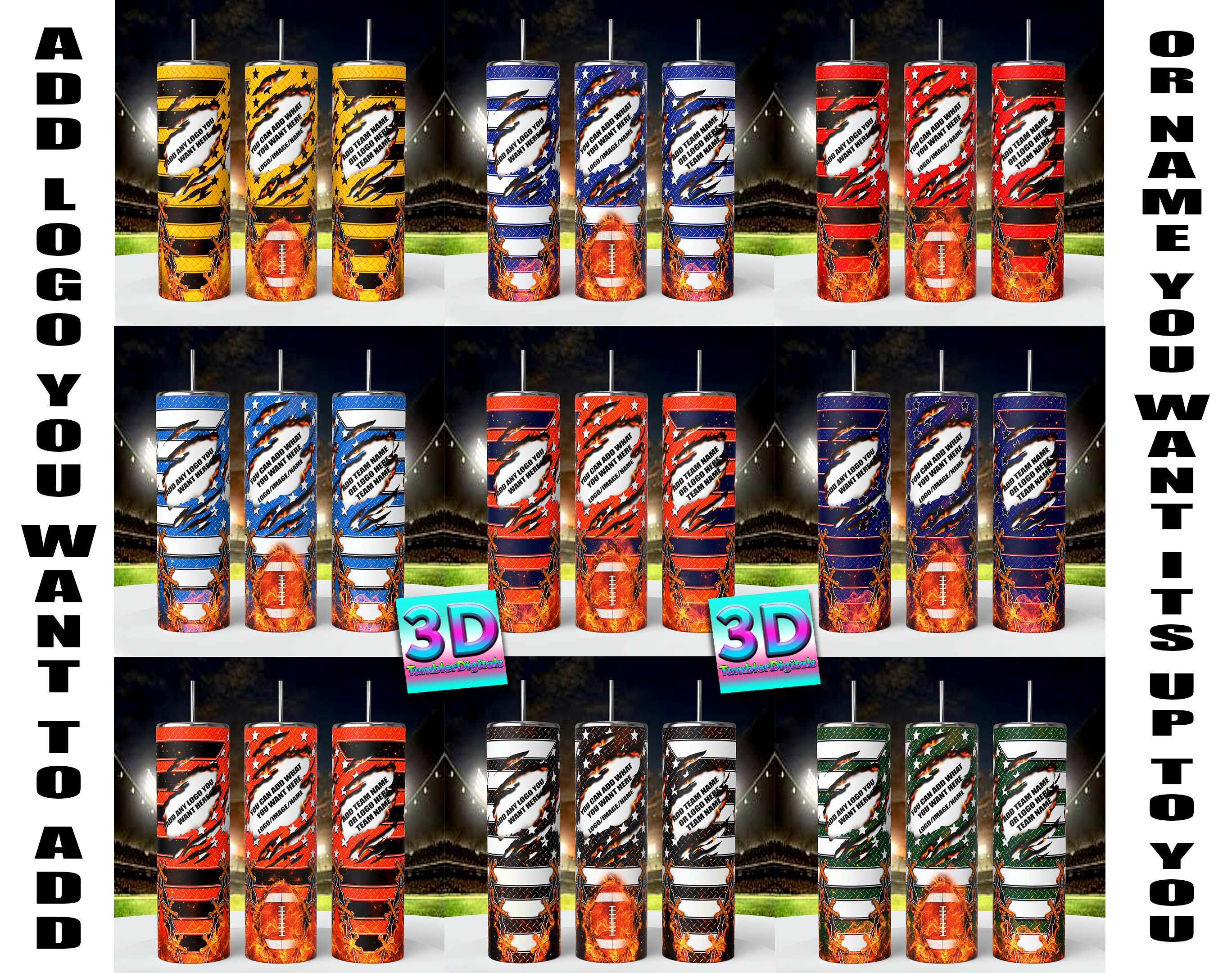 32 Football Color Tumbler Wrap Design, Football Team Tumbler Wrap ...
