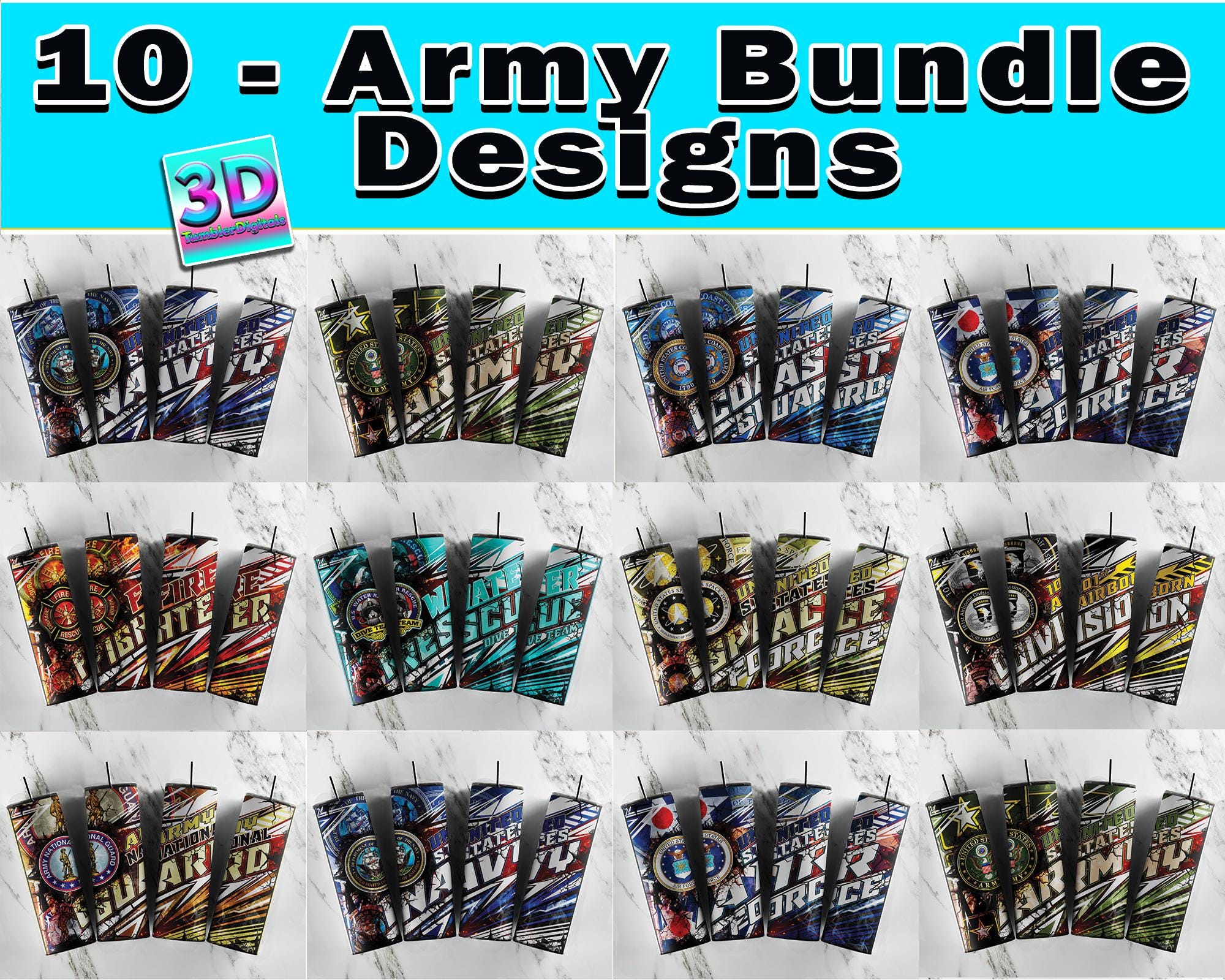 10 Army Branches Tumbler Wrap, Navy Tumbler Wrap, Army Wrap Tumbler ...