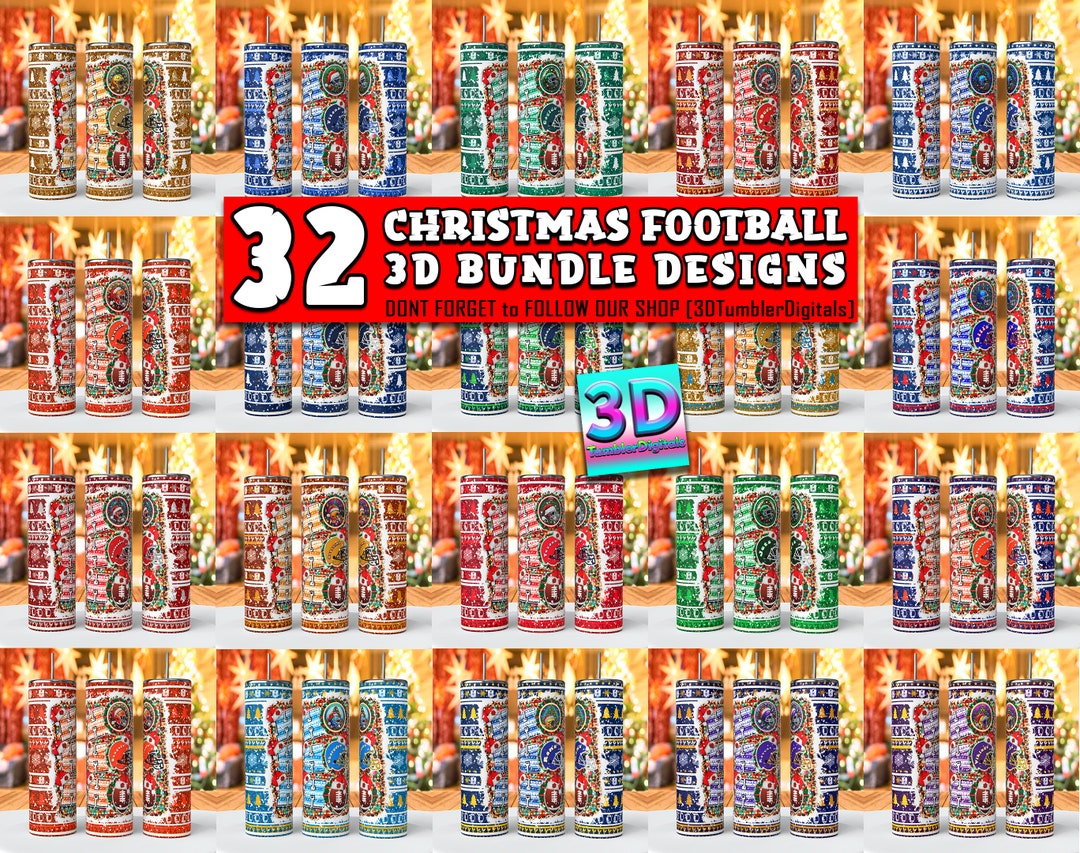 32 Football Christmas Tumbler Wrap Design, Football Tumbler Wrap Bundle ...