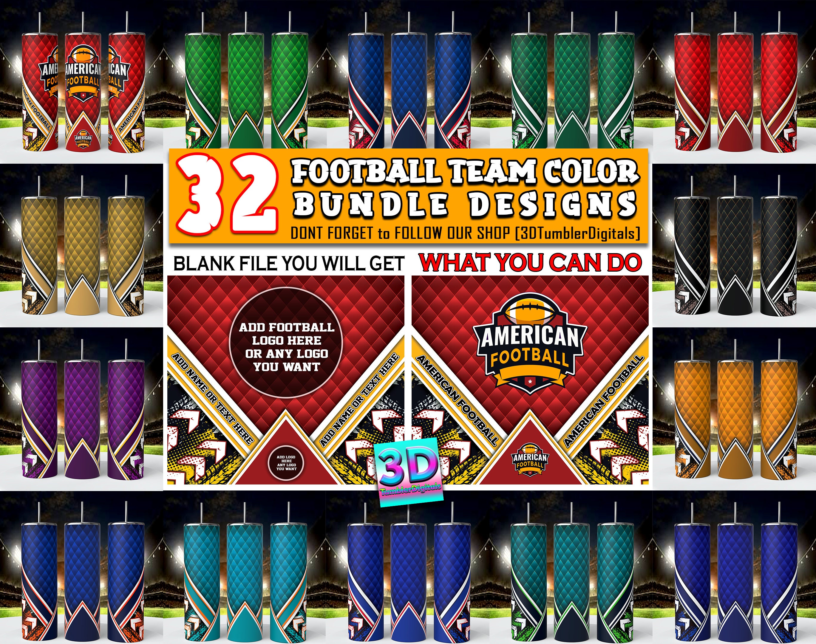 32 Football Tumbler Wrap Design, Football Background Tumbler Wrap ...