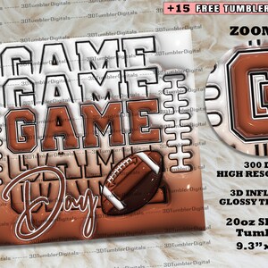 Football Game Day Tumbler Wrap | 3D Inflated Football Tumbler Wrap ...