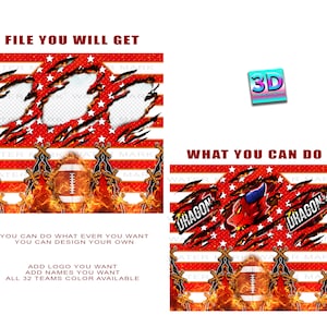 32 Football Color Tumbler Wrap Design, Football Team Tumbler Wrap ...