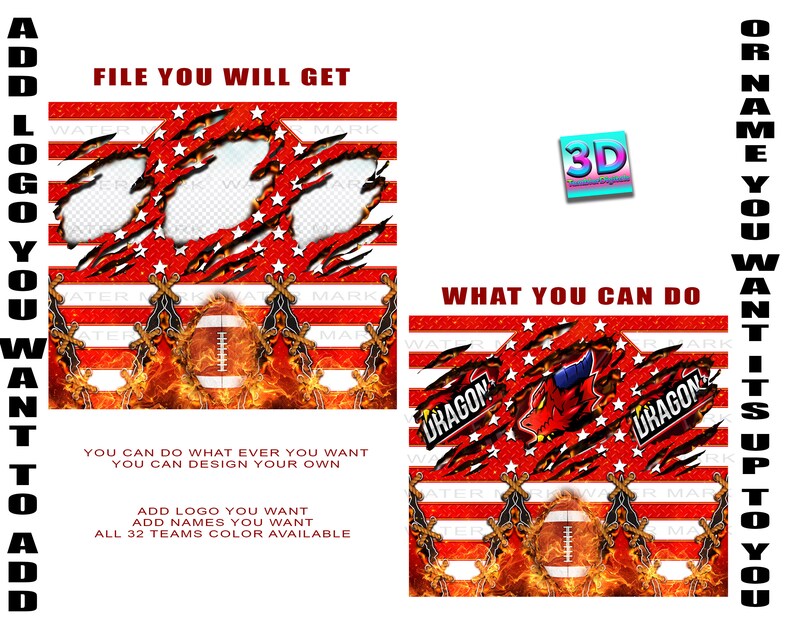 32 Football Color Tumbler Wrap Design, Football Team Tumbler Wrap ...