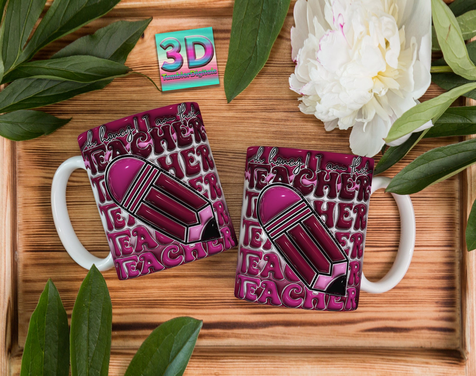 3D Inflated Teachers Day Mugs Wrap | 3D Teacher Day Mugs Wrap Design ...