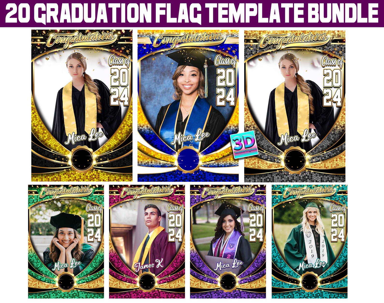 20 Graduation Flag 2024, Class of 2024 Graduation Flag Template, Senior ...