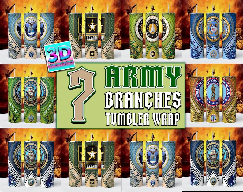 8 Army Branches Tumbler Wrap, Navy Tumbler Wrap, Army Wrap Tumbler ...