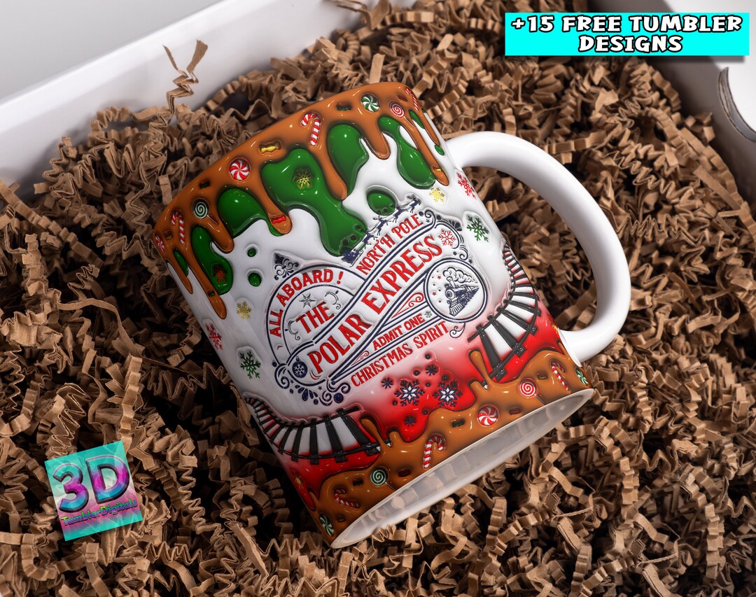 Christmas Mugs Wrap Design | 3D Inflated Northpole Mug Wrap Design ...