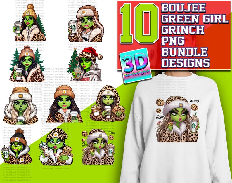 10 Christmas Green Girl Grinch Shirt Png, Christmas Grinchmas Png ...