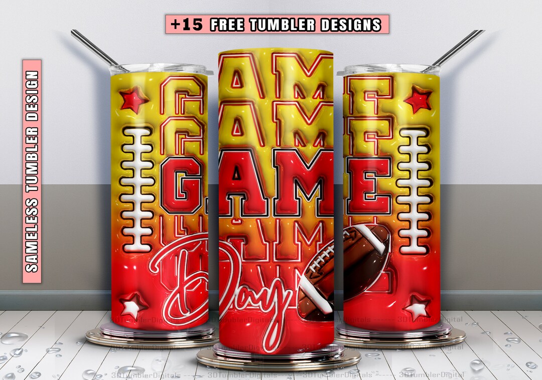 Football Game Day Tumbler Wrap | 3D Inflated Football Tumbler Wrap ...