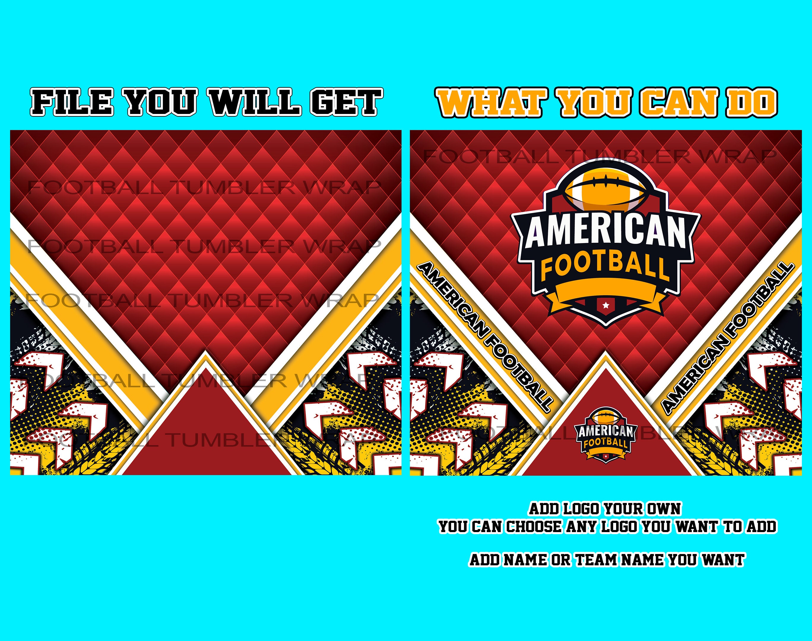 32 Football Tumbler Wrap Design, Football Background Tumbler Wrap ...