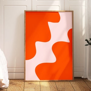 Pink Orange Abstract Print, Preppy Poster, Digital Art Download, Trendy ...