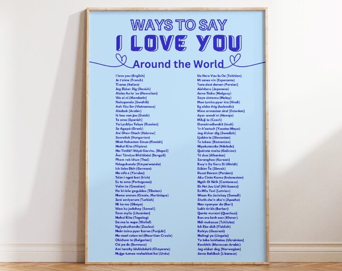 Ways to Say I Love You Poster, Ways to Say I Love You Print Gift, Bar ...
