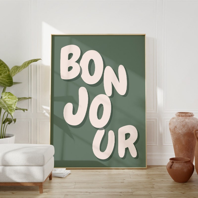 Bonjour Print - Etsy UK