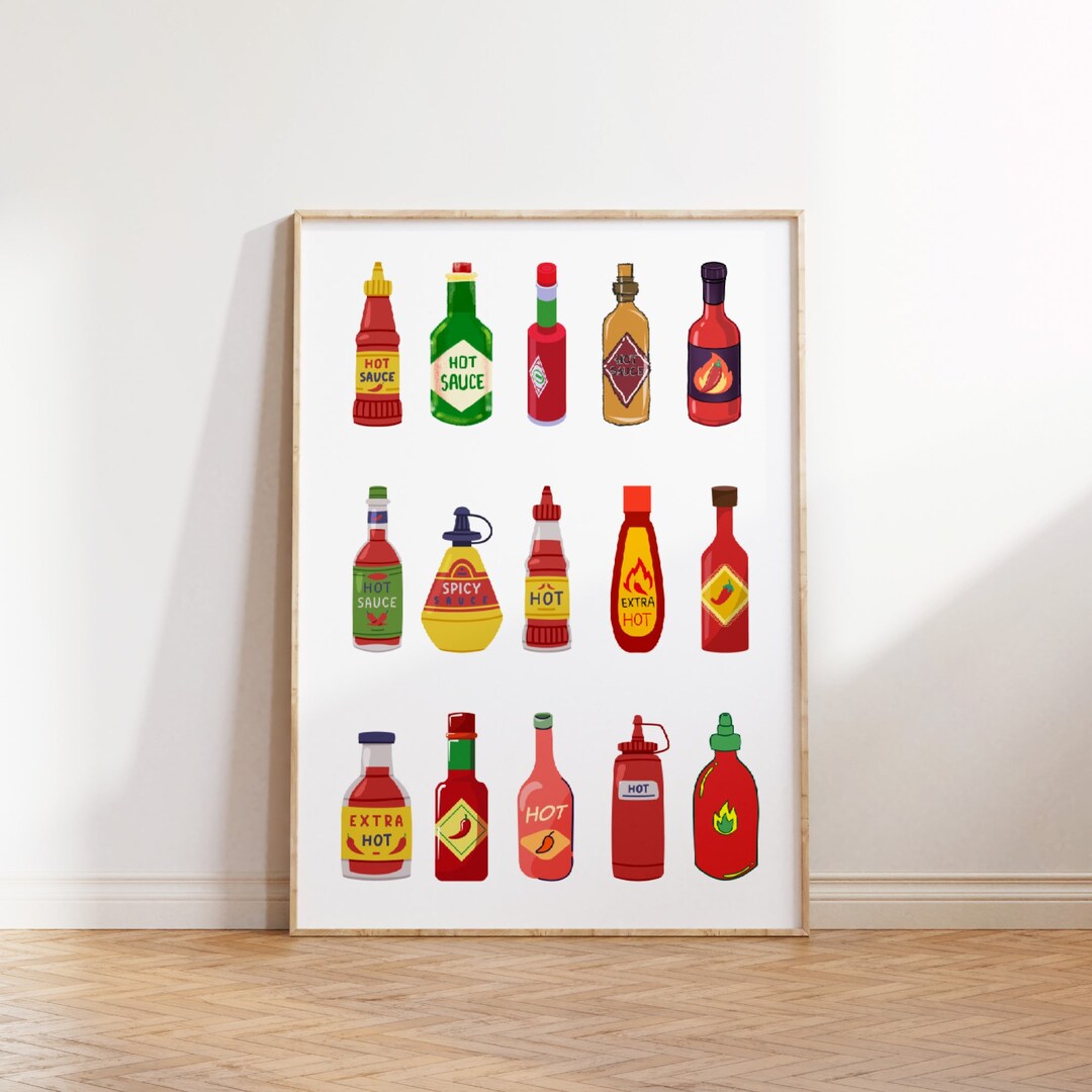Hot Sauce Art, Digital Download,kitchen Wall Art Print,digital Food Art ...