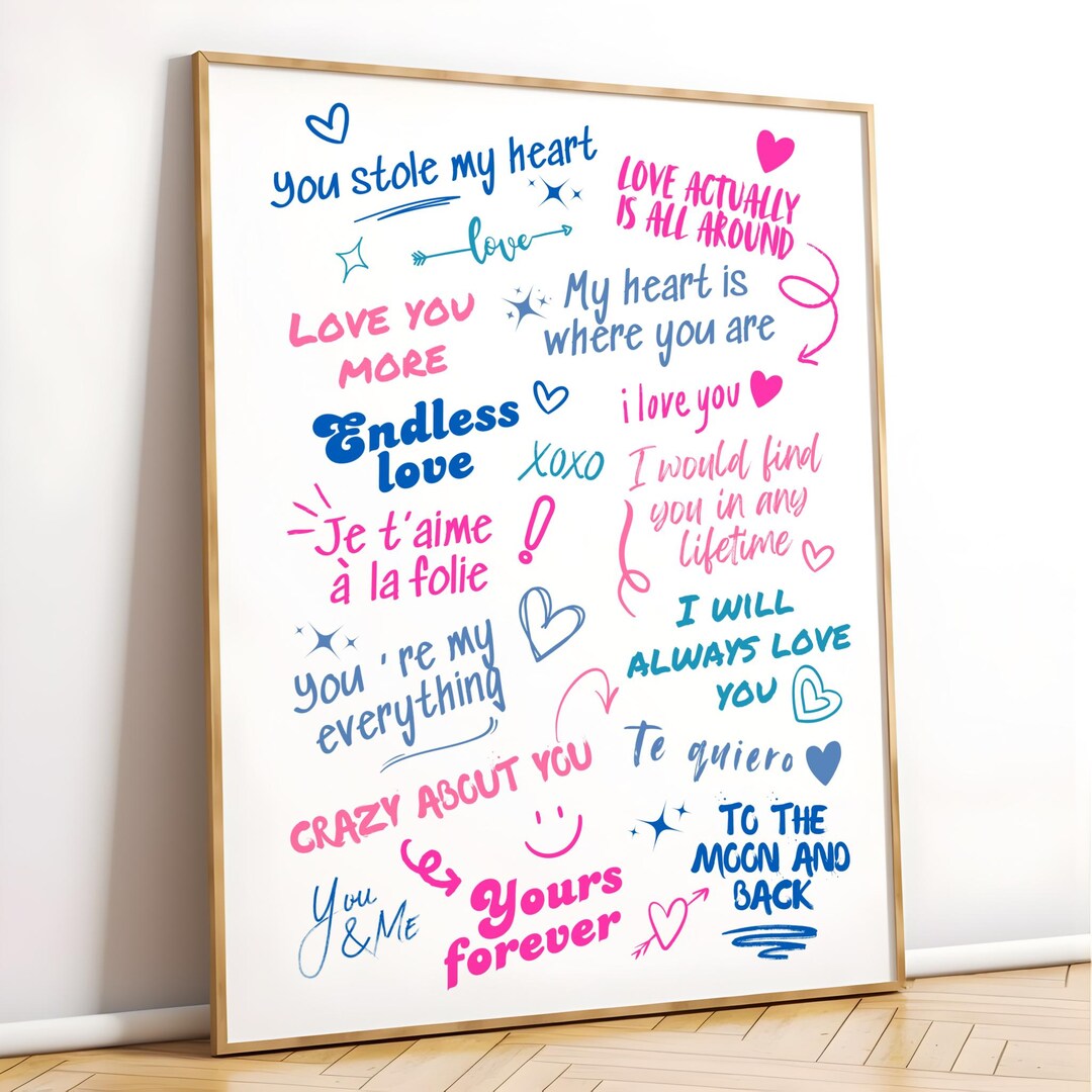 Pink Love Print, Valentine Gift, Couple Gift, Love Quotes Wall Art ...