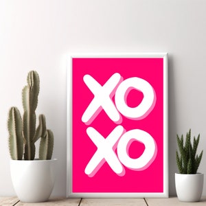 XOXO Print, XO Print, Pink Preppy Wall Art, Valentines Day Decor ...