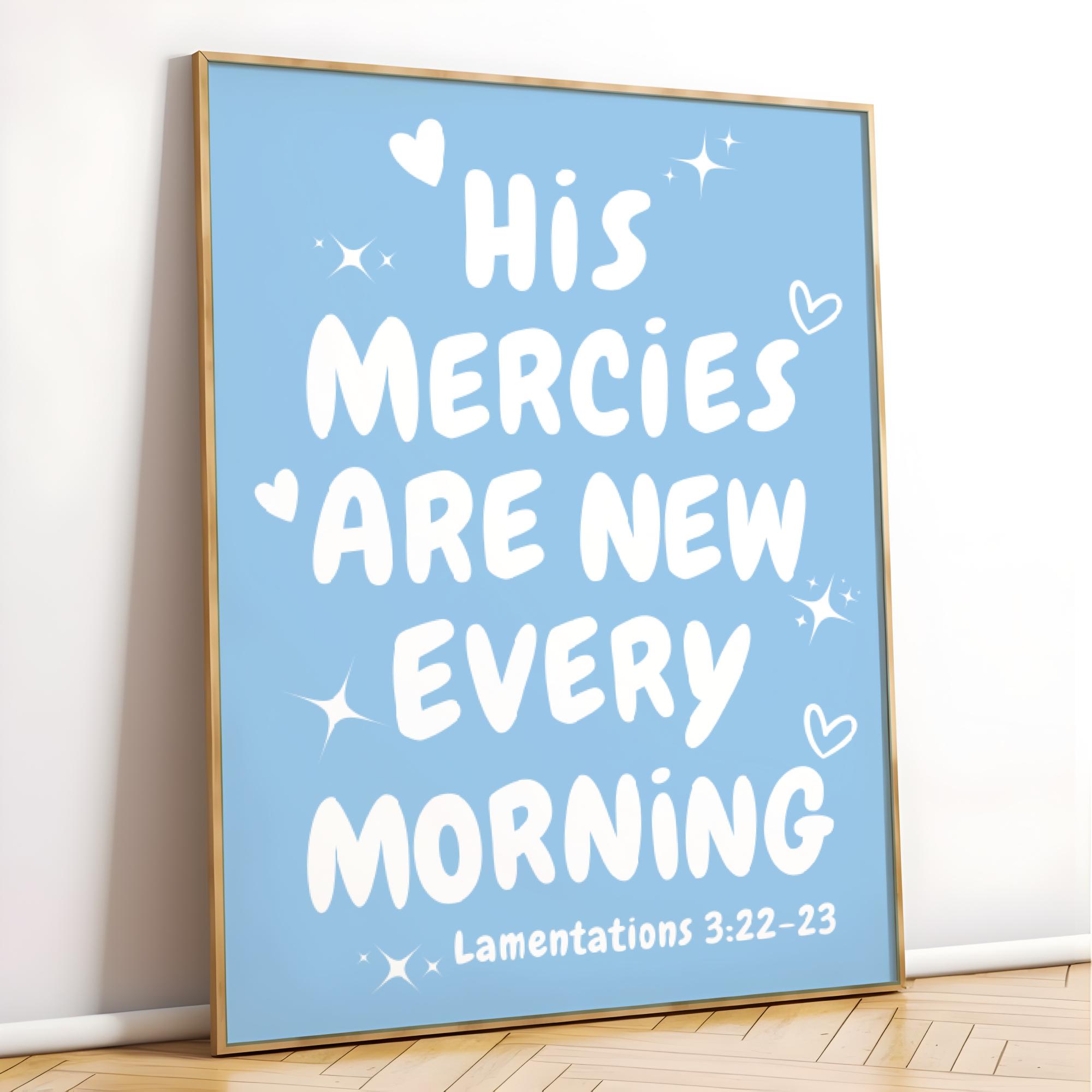 Modern Christian Art-blue Scripture Wall Art-his Mercies Are New Every ...