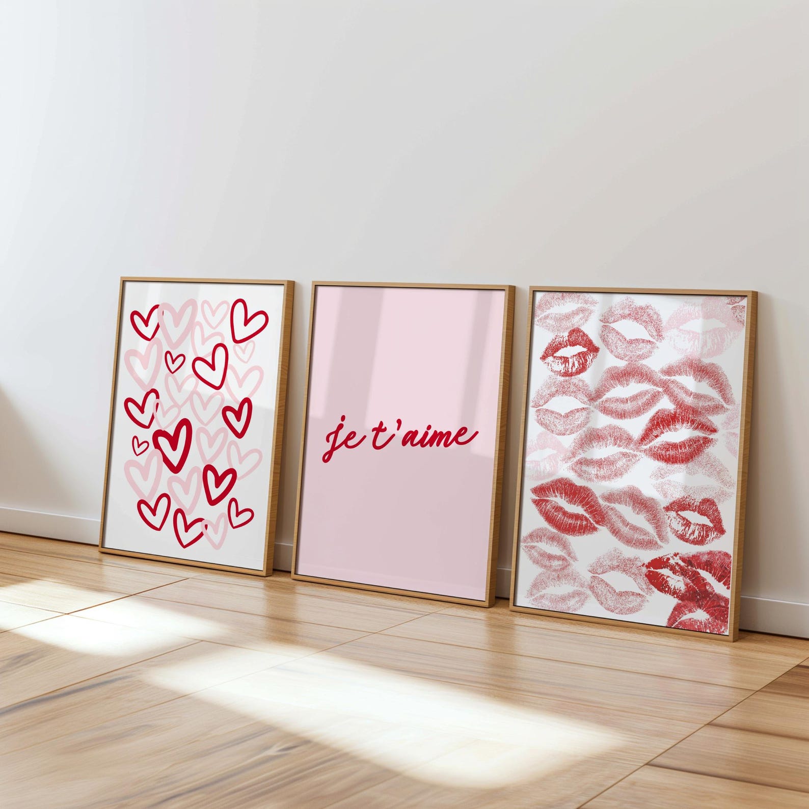 Set of 6 Red Love Prints Hearts and Kisses Wall Art Valentine's Day ...