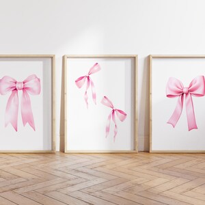Pink Bow Print, Set of 3, Preppy Wall Art, Teen Room Decor, Preppy ...