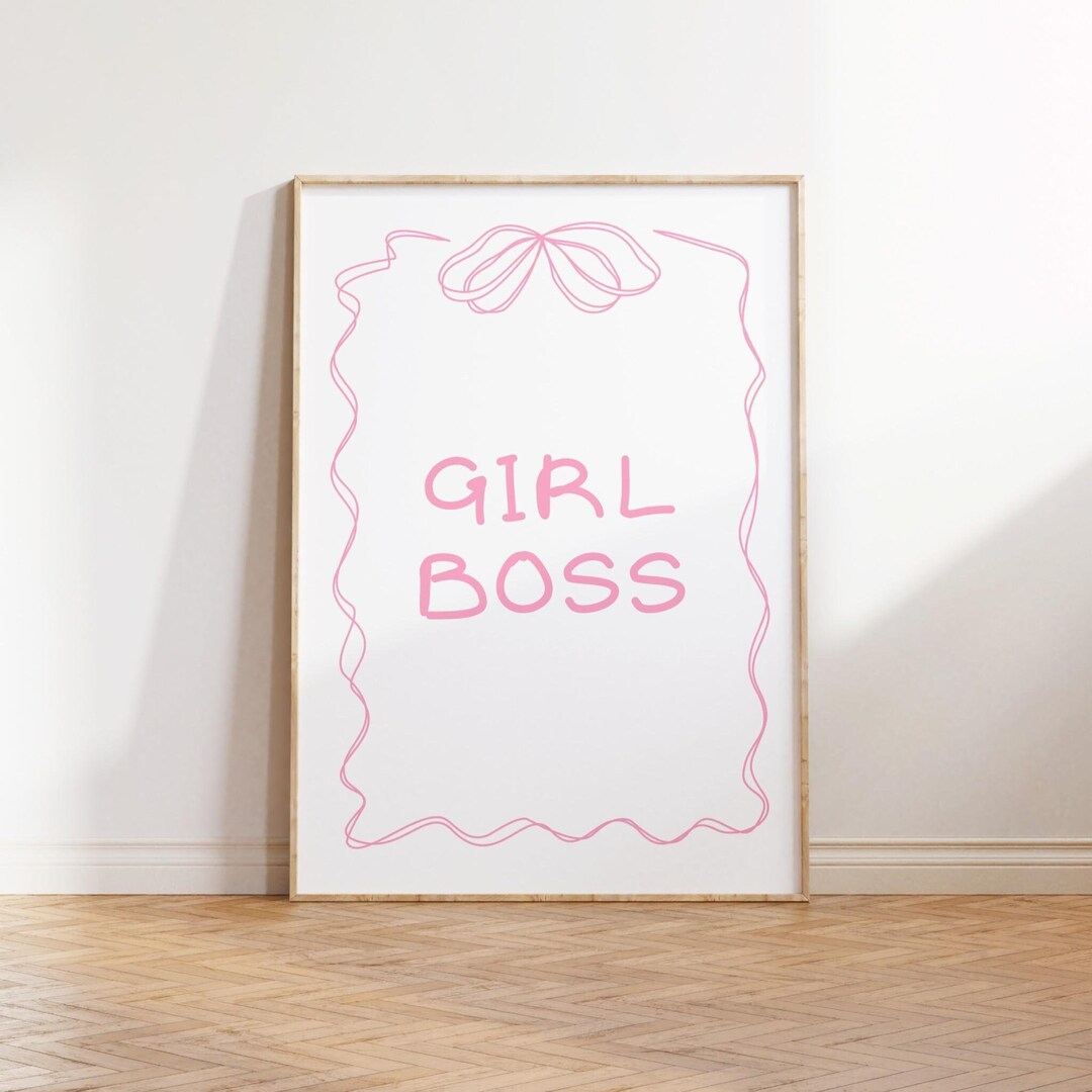 Girl Boss Wall Art Pink Quote Decor Cute Printable Wall Art Gift for ...