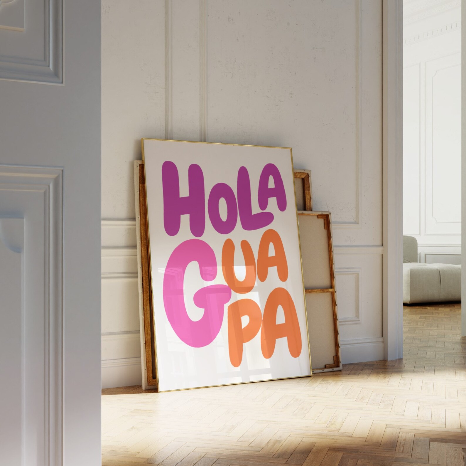 Hola Guapa Print, Hola Poster, PRINTABLE Wall Art, Pink Orange Decor ...
