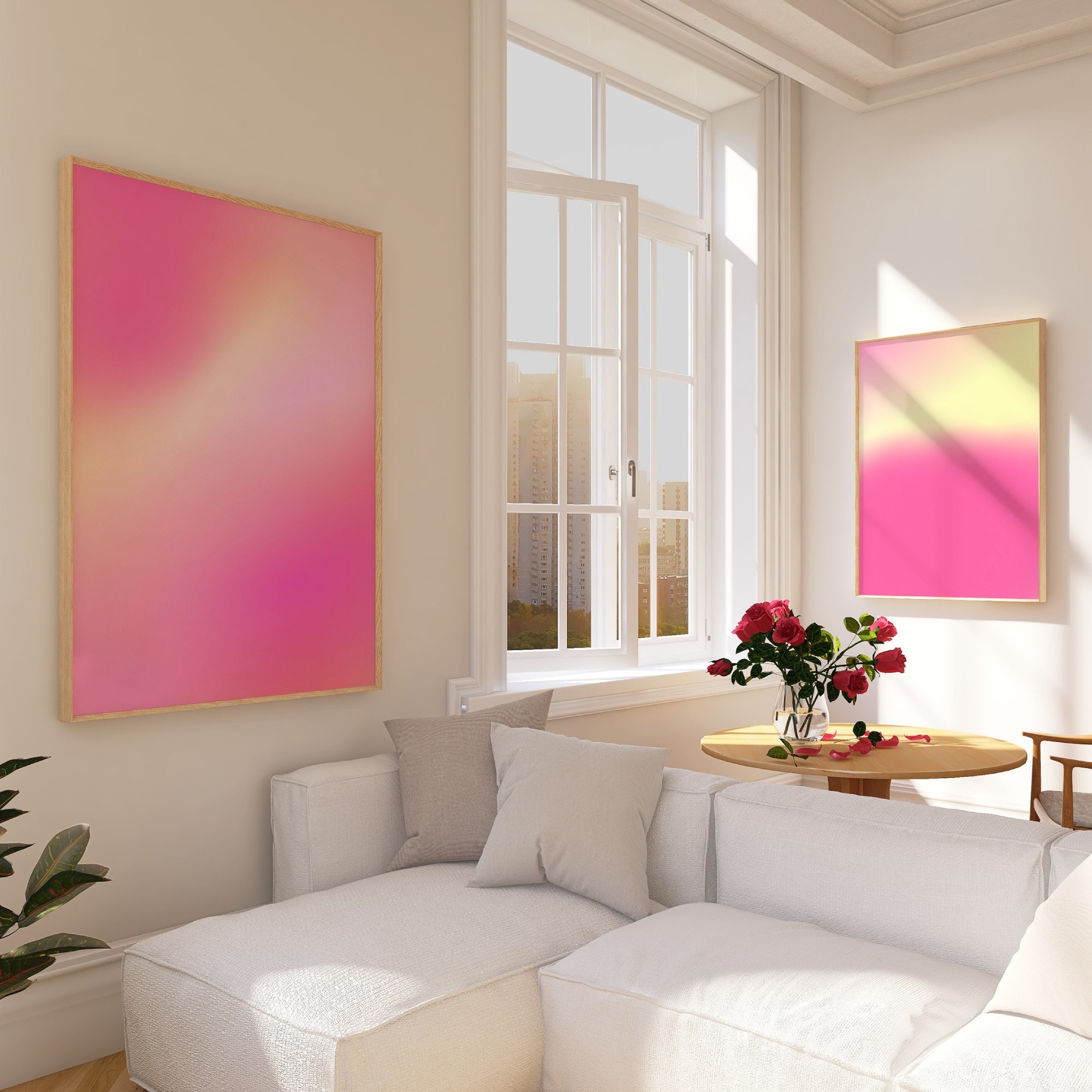 Pastel Aura Set of 2 Prints, Positive Pink Aura Poster, Gradient Aura ...