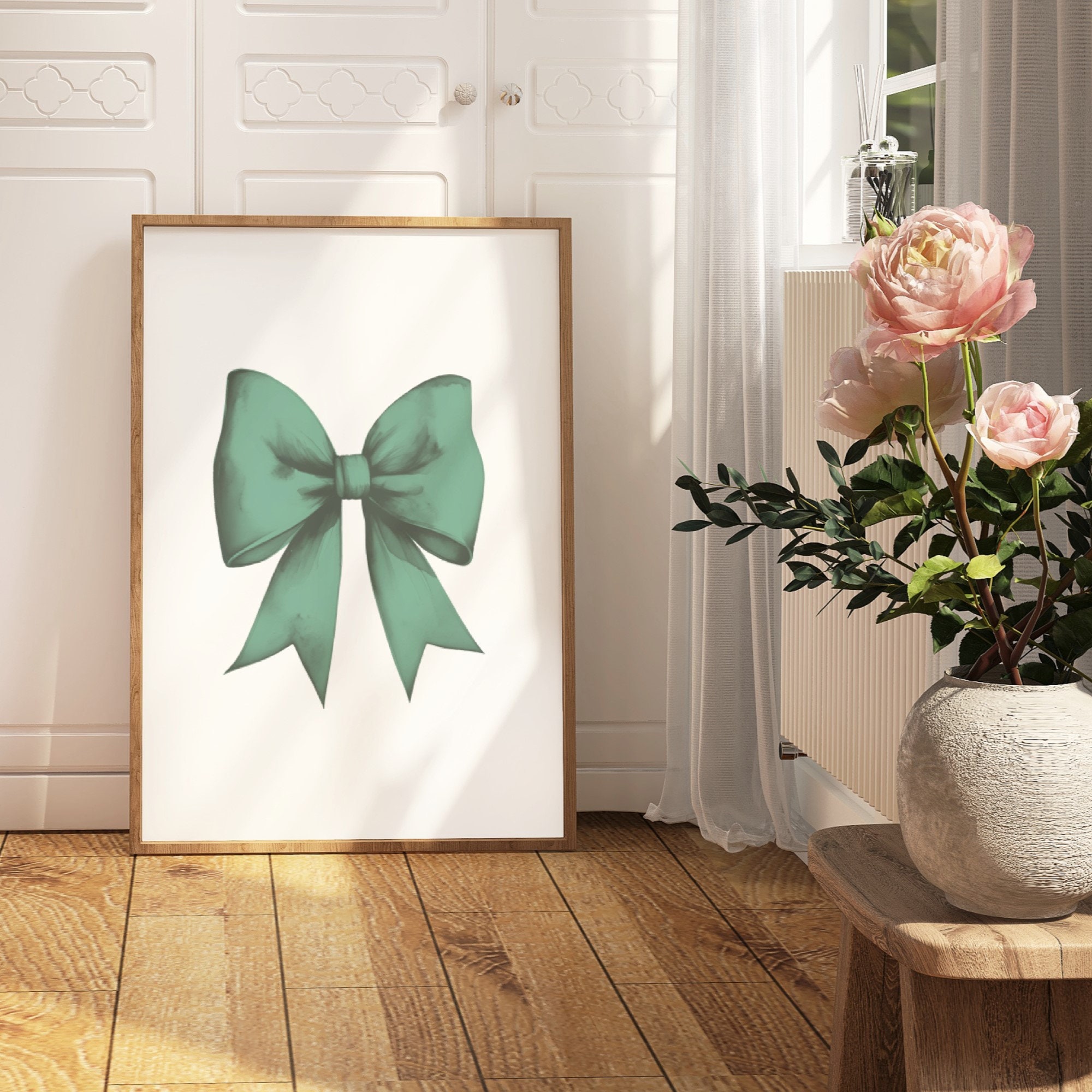 Green Bow Print, Preppy Aesthetic Wall Art, Teen Room Decor, Preppy ...
