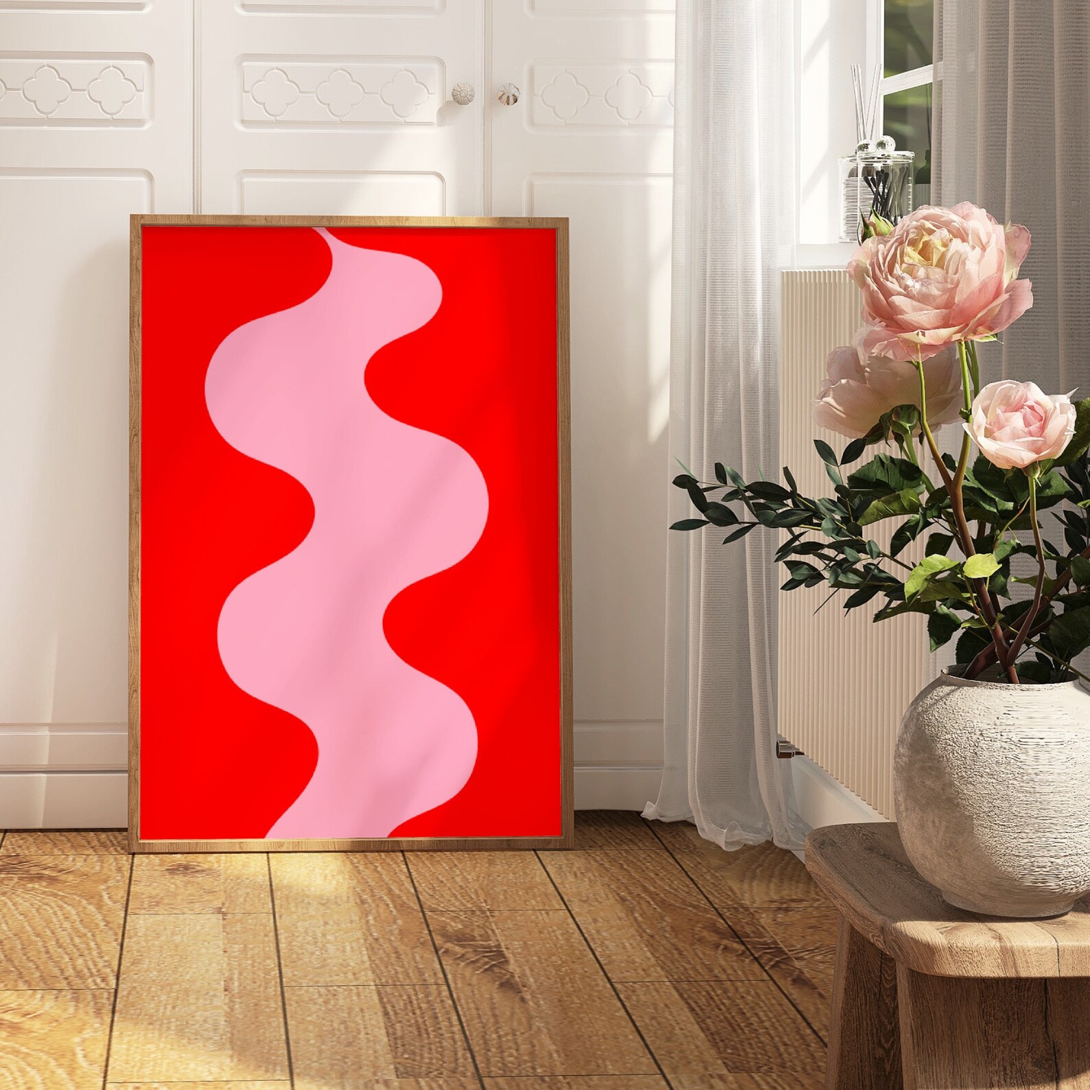 Pink Red Abstract Print, Preppy Poster, Digital Art Download, Trendy ...