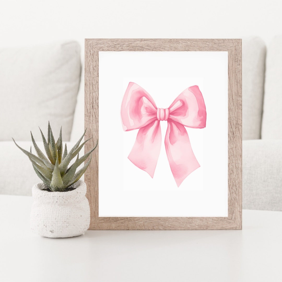 Pink Bow Print, Preppy Aesthetic Wall Art, Teen Room Decor, Preppy ...
