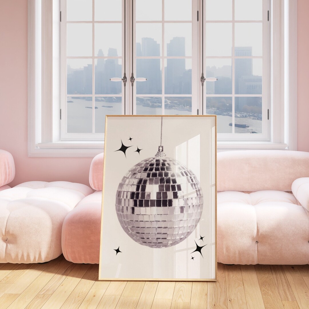 Disco Ball Wall Art, Trendy Printable Art, Vintage Disco Print Decor ...