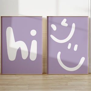 Hi Print Lavender Wall Art Hello Wall Art Happy Posters, Printable Art ...